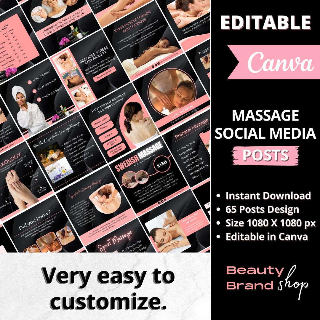 Massage Social Media Posts, Massage Instagram Template, Massage ...