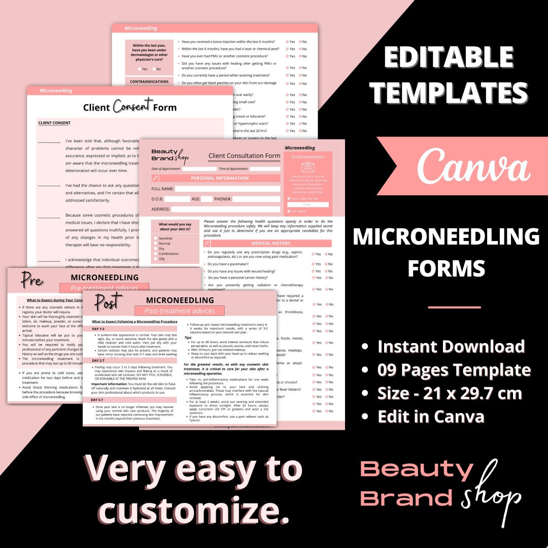 Editable Microneedling Consent Forms, Micro Needling Form Template ...