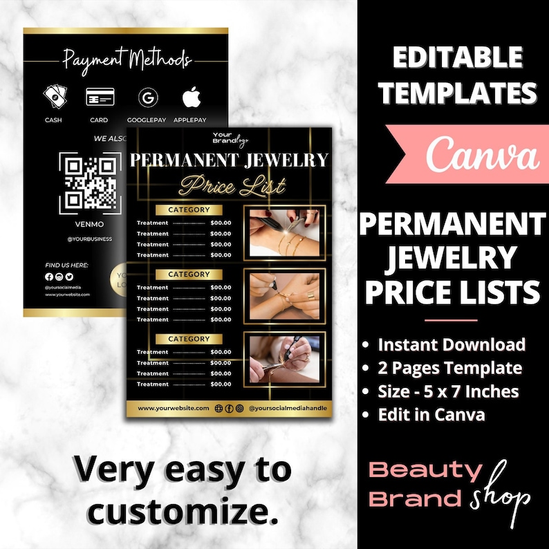 Permanent Jewelry Pricing Sheet, Permanent Jewelry Price Display ...
