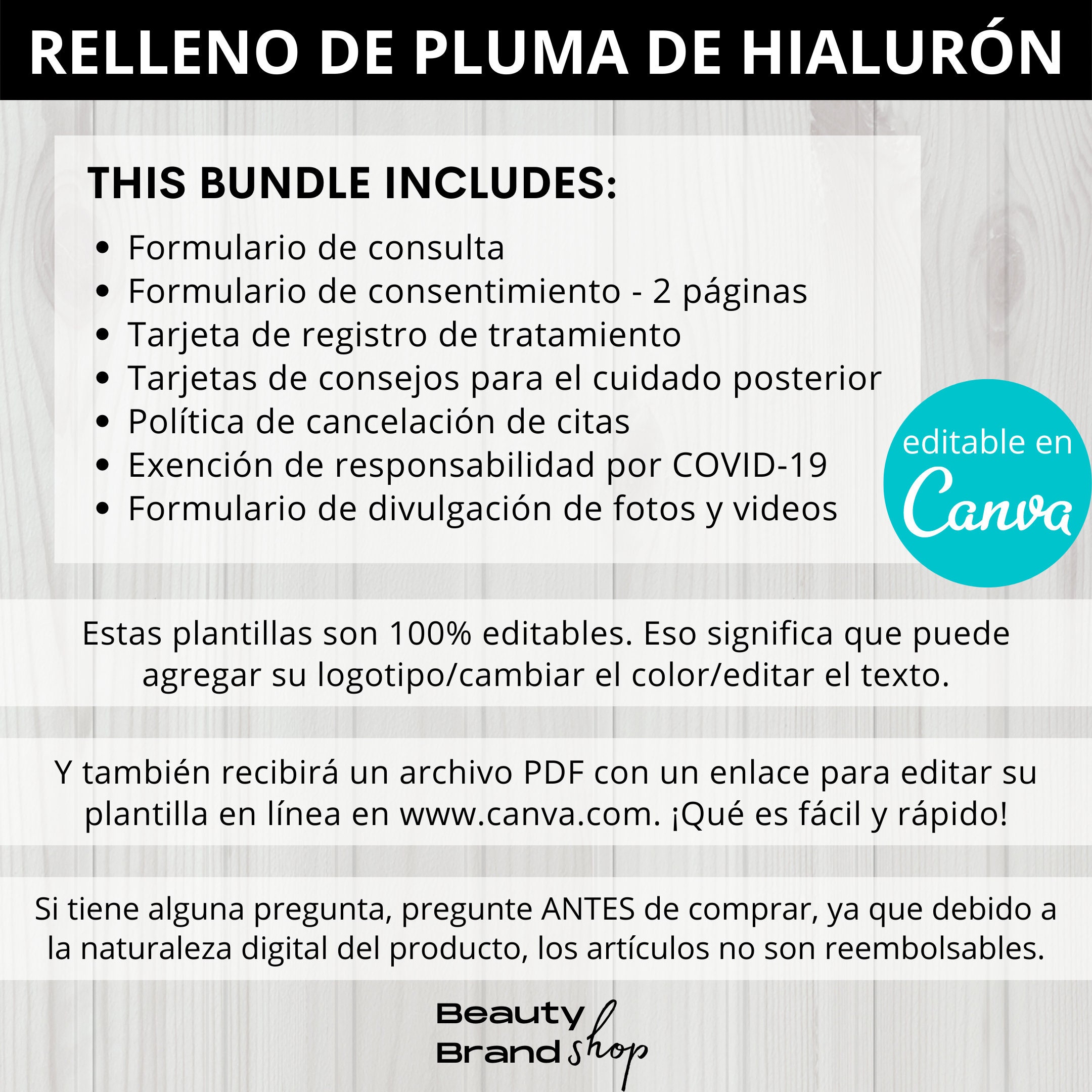 Española Formularios De Relleno De Pluma Hyaluron, Formulario De ...