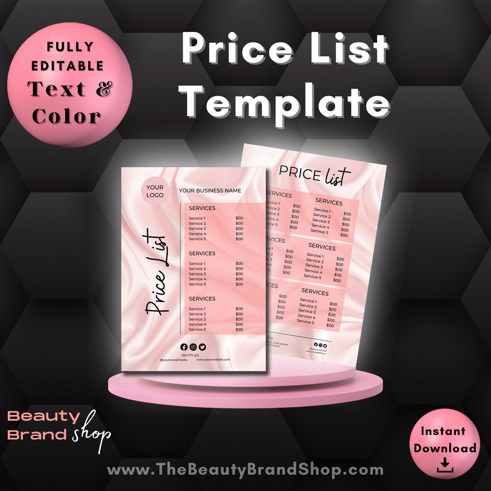 Stylish Price List Template for Makeup, Hair, Beauty, Spa, Lash ...