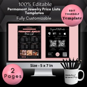 Editable Permanent Jewelry Price Lists, Printable Price List Design ...