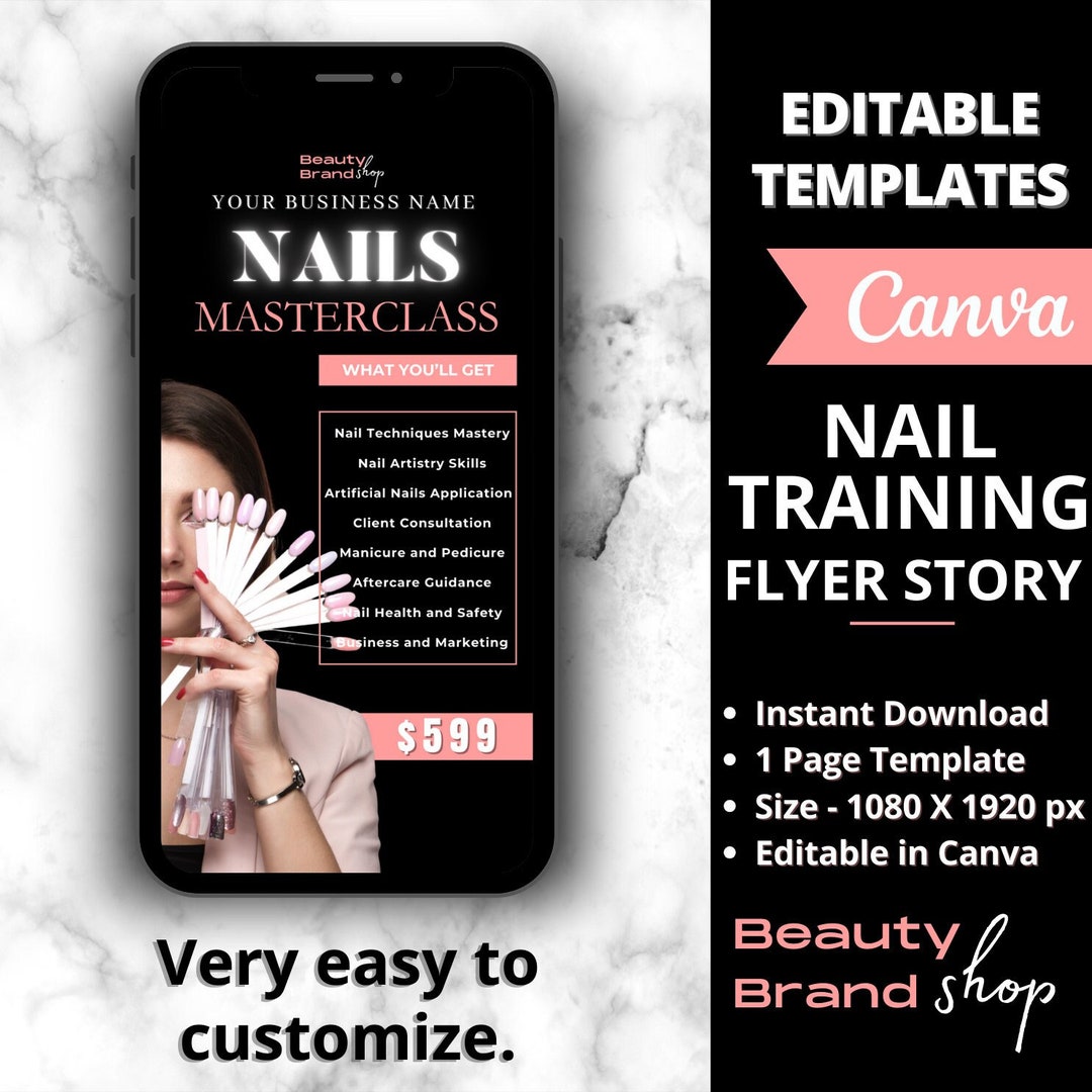Nail Class Flyer Story, Flyer Template Design, Nail Training Flyer ...