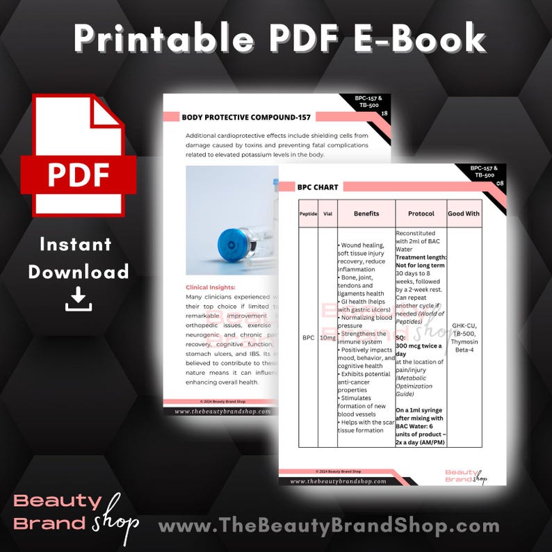 BPC 157 & TB 500 E-book, Body Protective Compound-157 Ebook, Thymosin ...