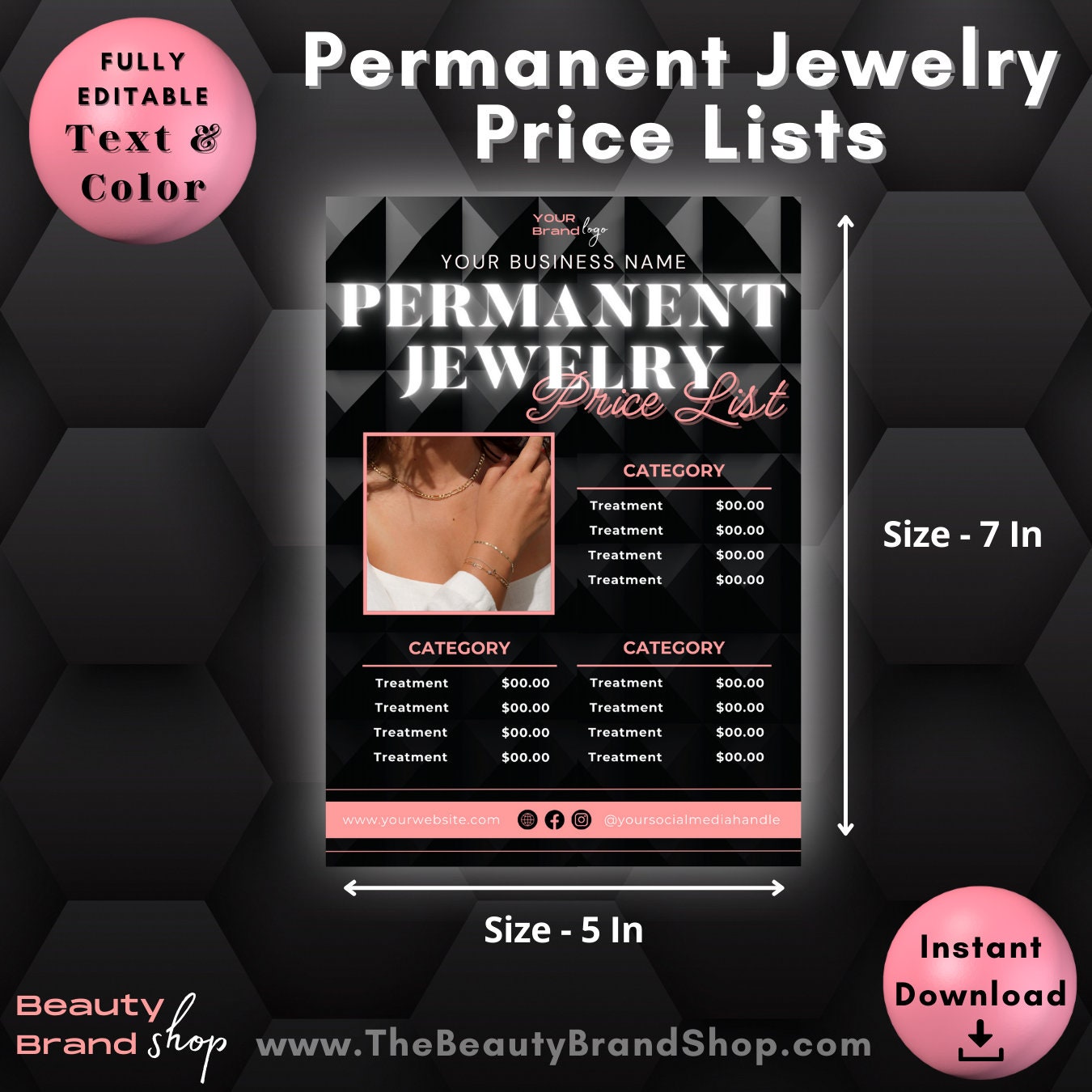 Editable Permanent Jewelry Price Lists, Printable Price List Design ...