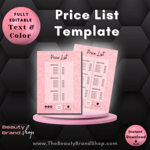 Stylish Price List Template for Makeup, Hair, Beauty, Spa, Lash ...