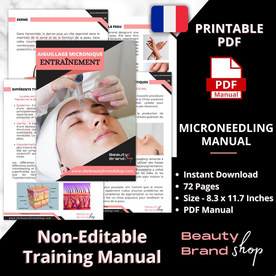 FRENCH Version - Microneedling Training Manual, Beauty Manual, Skin ...