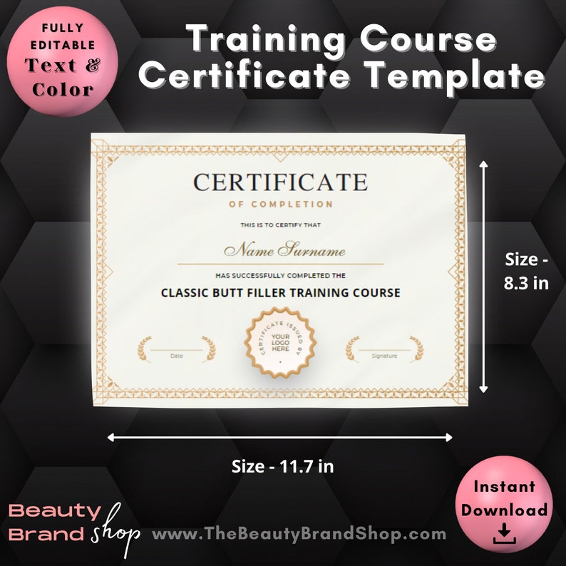 DIY Certificate of Completion, Editable Beauty Course Certificate ...