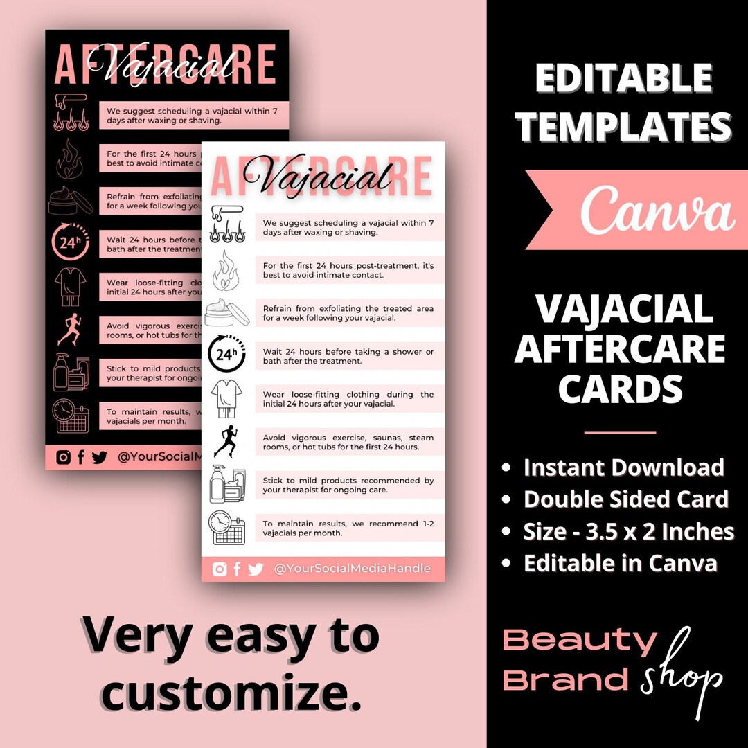 Vajacial Aftercare Template, Editable Intimate Facial Care Guide ...