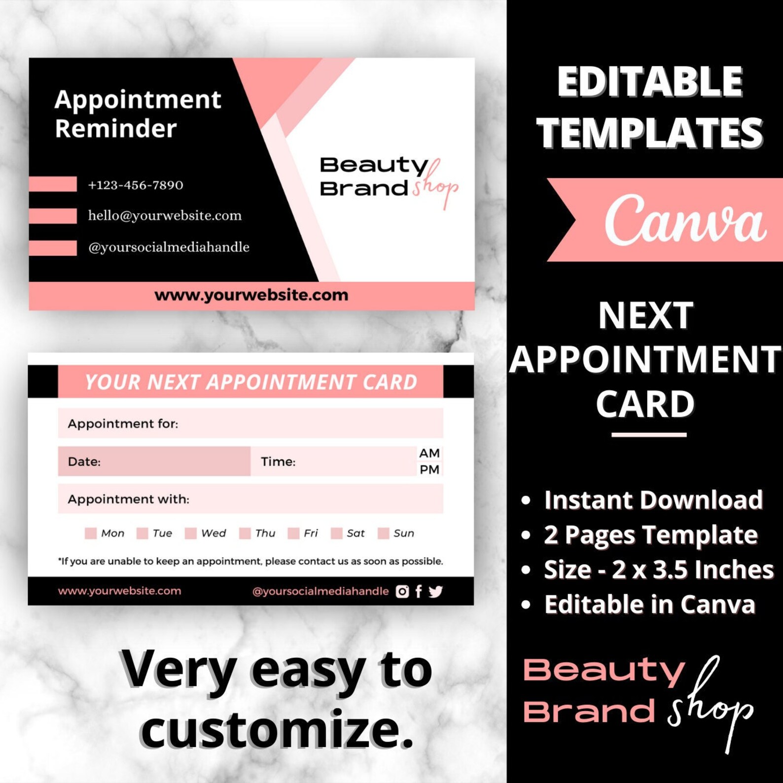 Printable Appointment Card Template, Minimal Appointment Card, Reminder ...
