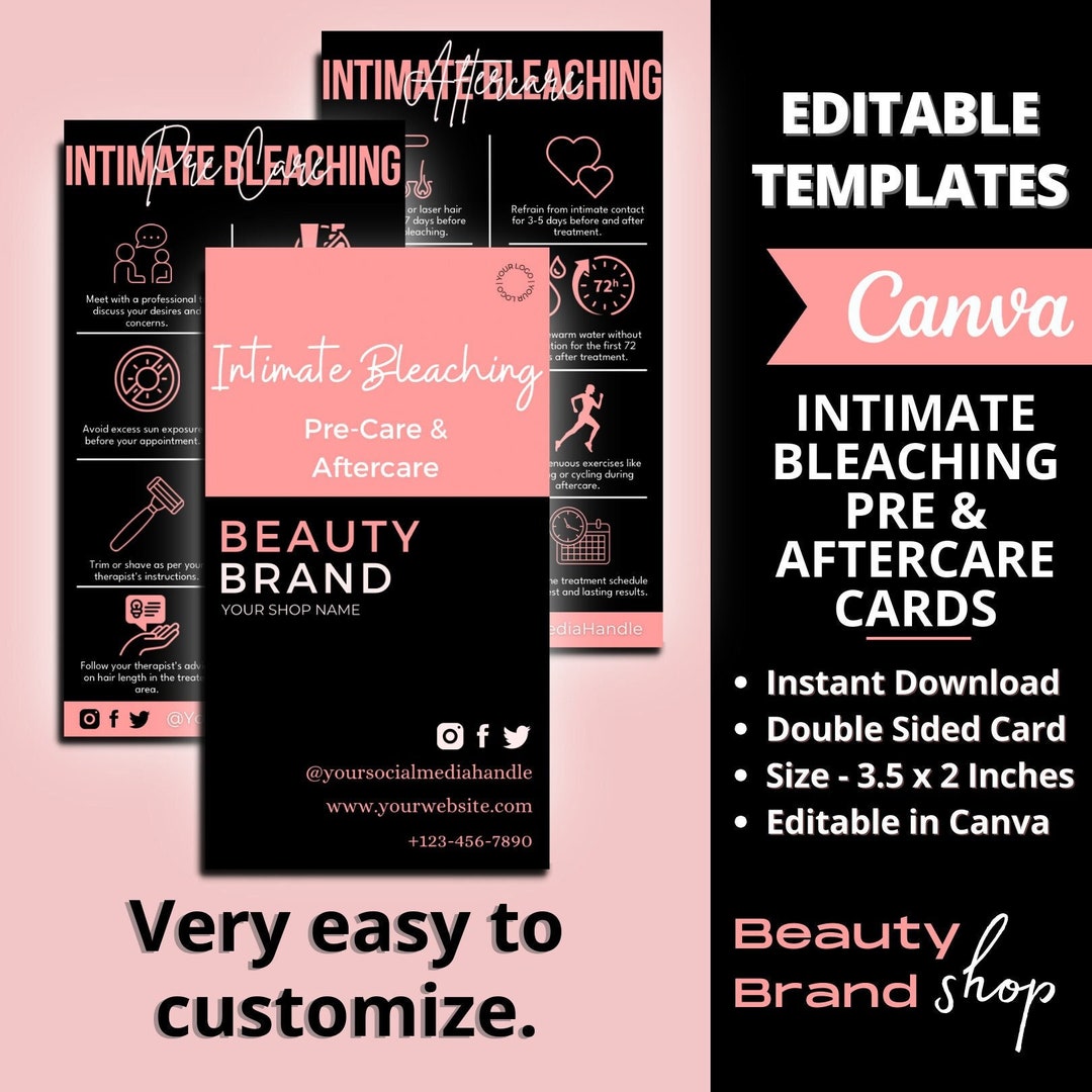 Intimate Bleaching Aftercare Template, Custom Bikini Brightening Care ...