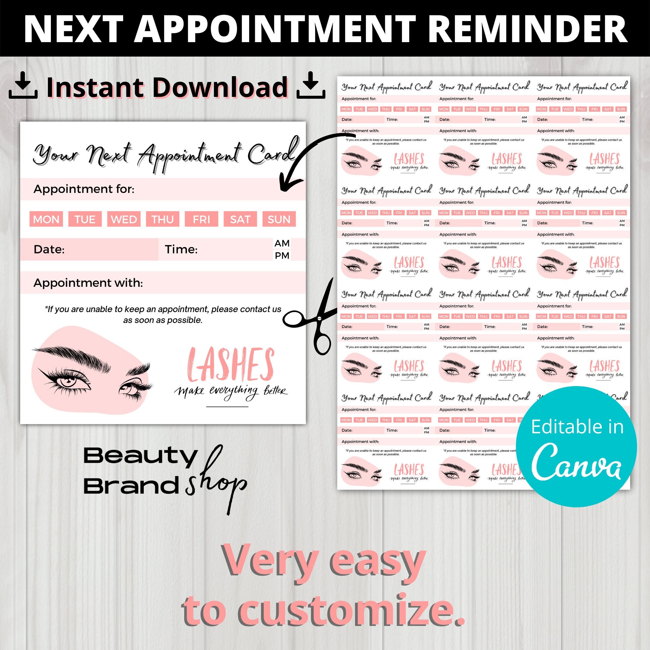 Printable Next Appointment Cards Editable Appointment - Etsy