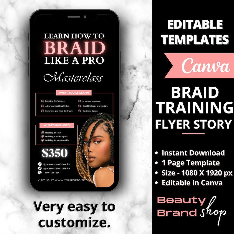 Braid Training Flyer Story, DIY Flyer Template Designs, Braiding Flyer ...