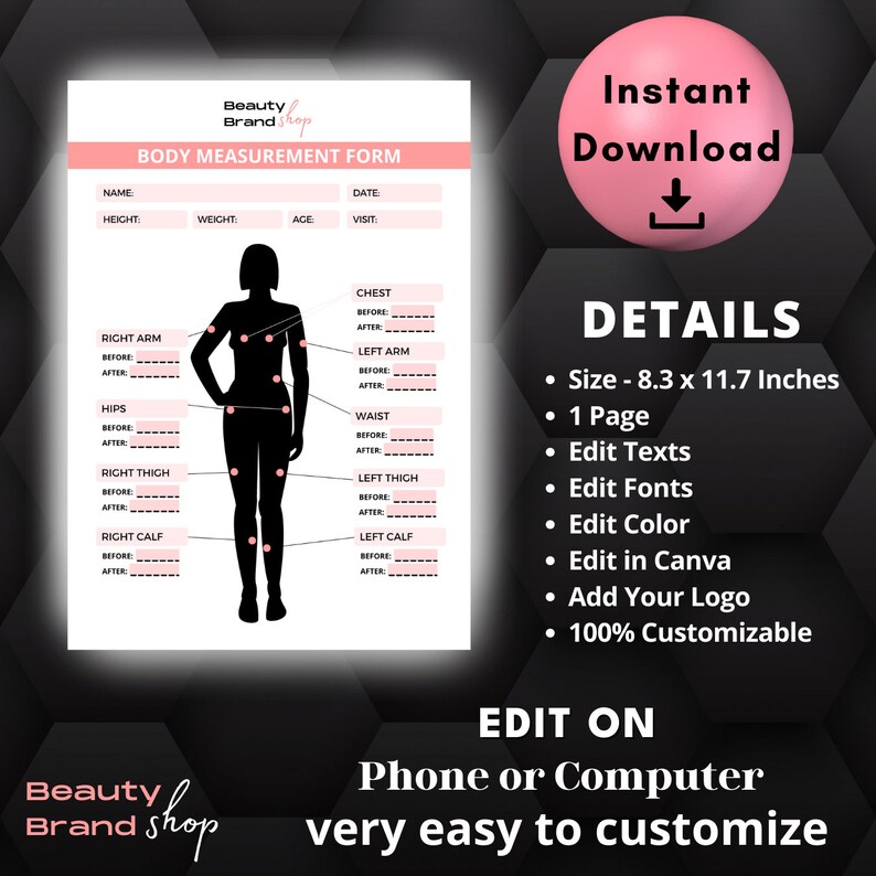Body Contouring Body Measurement Form, Body Sculpting Consent Form ...