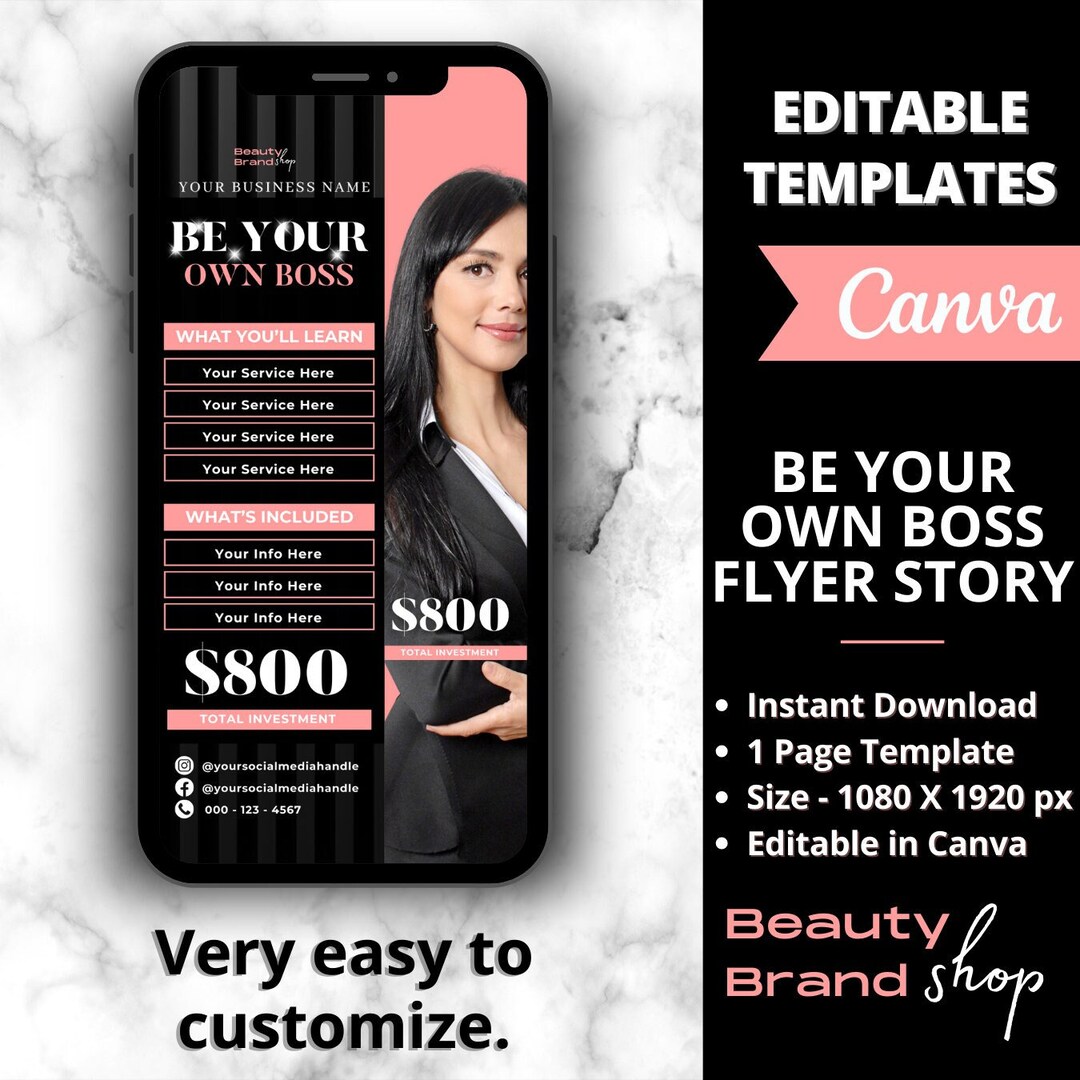 Be Your Own Boss Flyer Story, Social Media Become Your Own Boss, DIY ...