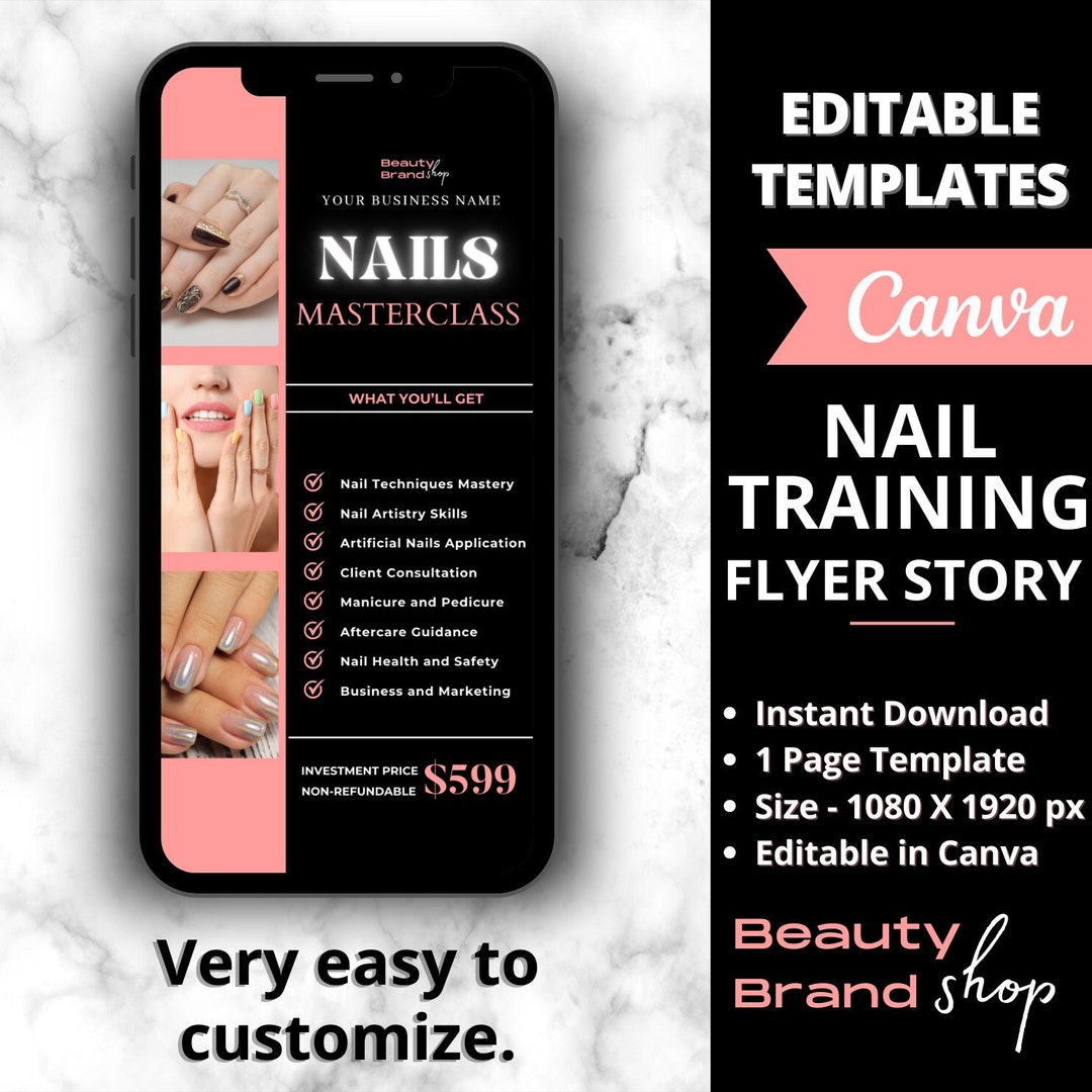 Nail Class Flyer Story, Flyer Template Design, Nail Training Flyer ...