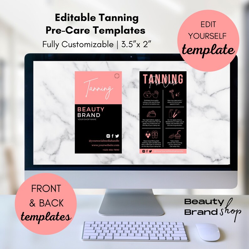Tanning Pre-care Card Template, Editable Tanning Precare Instructions ...