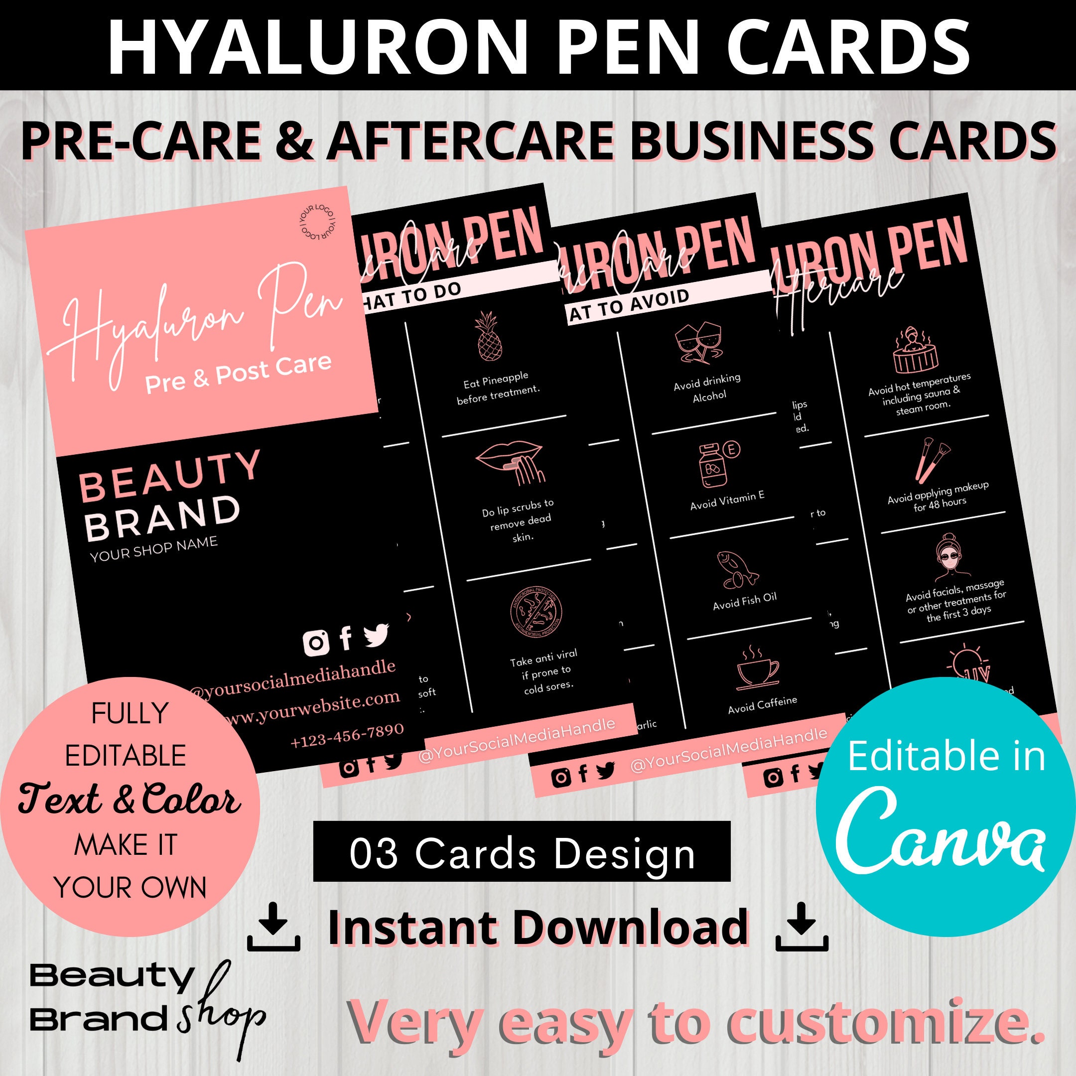 Hyaluron Pen Bundle, Hyaluron Pen Forms, Precare and Aftercare Cards ...
