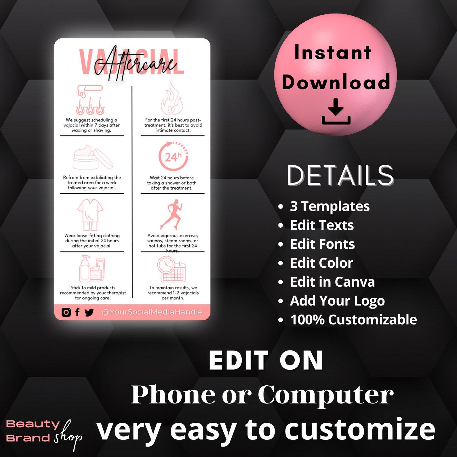 Vajacial Aftercare Template Editable Intimate Facial Care - Etsy