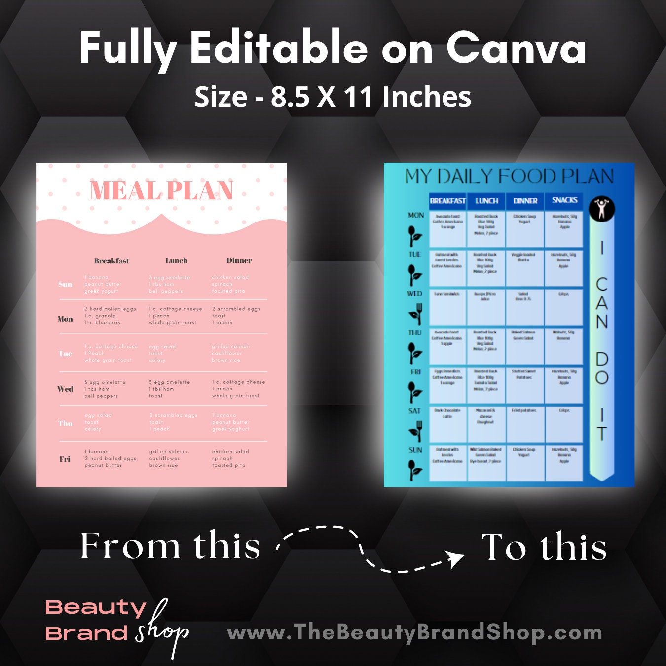 6 Day Meal Planner Template, Editable Canva Meal Planner, Digital Meal ...