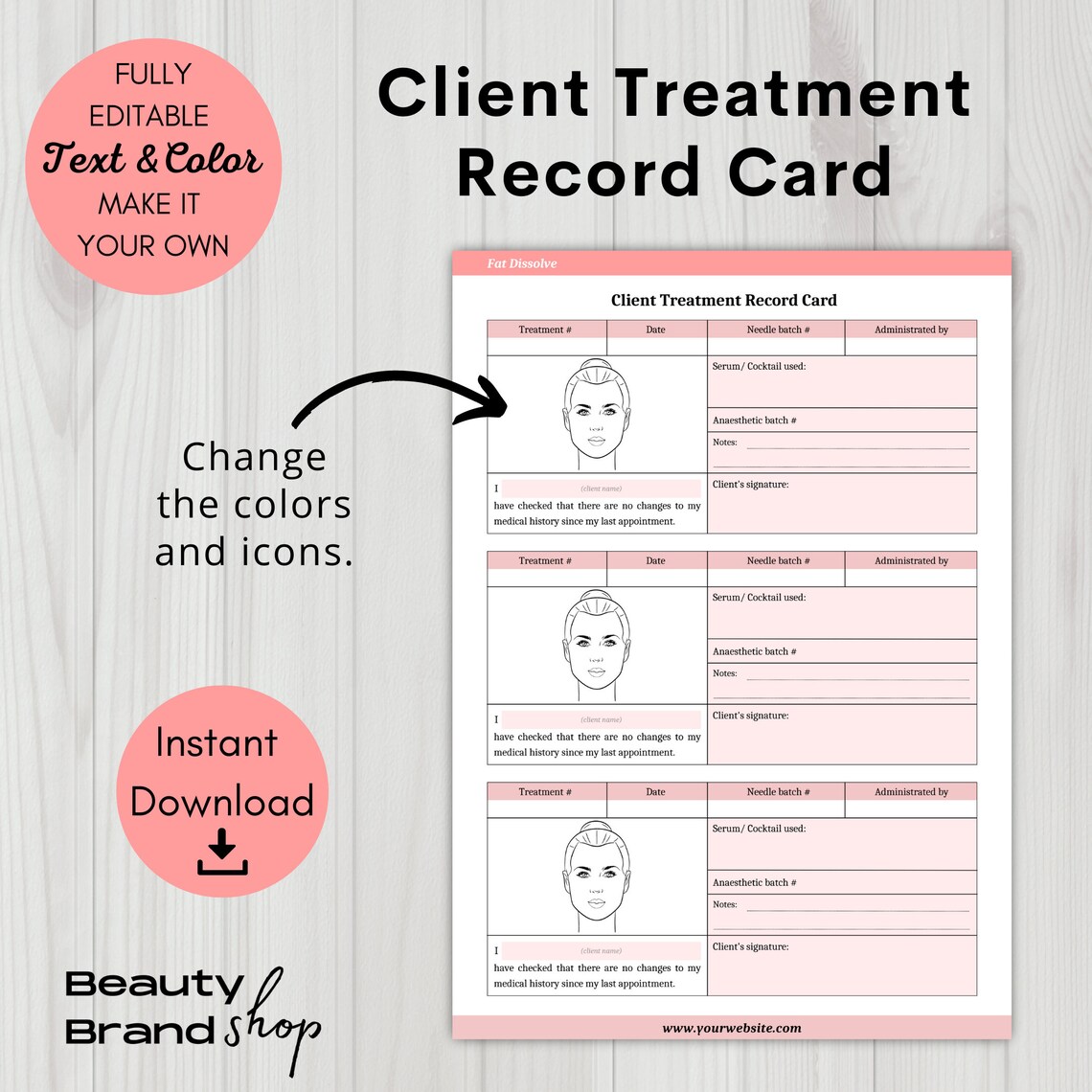 Client Record Form Editable Fat Dissolve Forms Client - Etsy