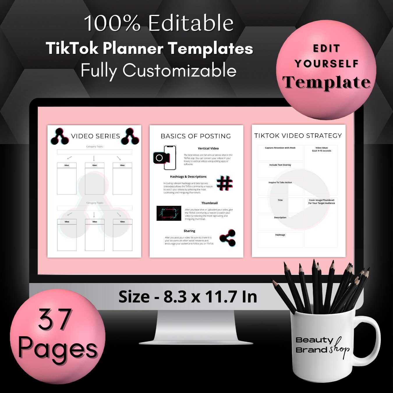 Tiktok Content Planner, Tiktok Planner, Social Media Planner, Tiktok ...