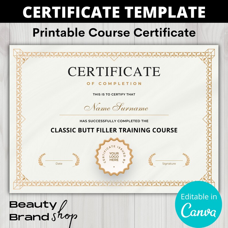 DIY Certificate of Completion, Editable Beauty Course Certificate ...