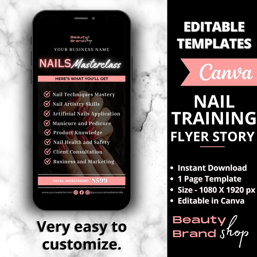 Nail Class Flyer Story, Flyer Template Design, Nail Training Flyer ...