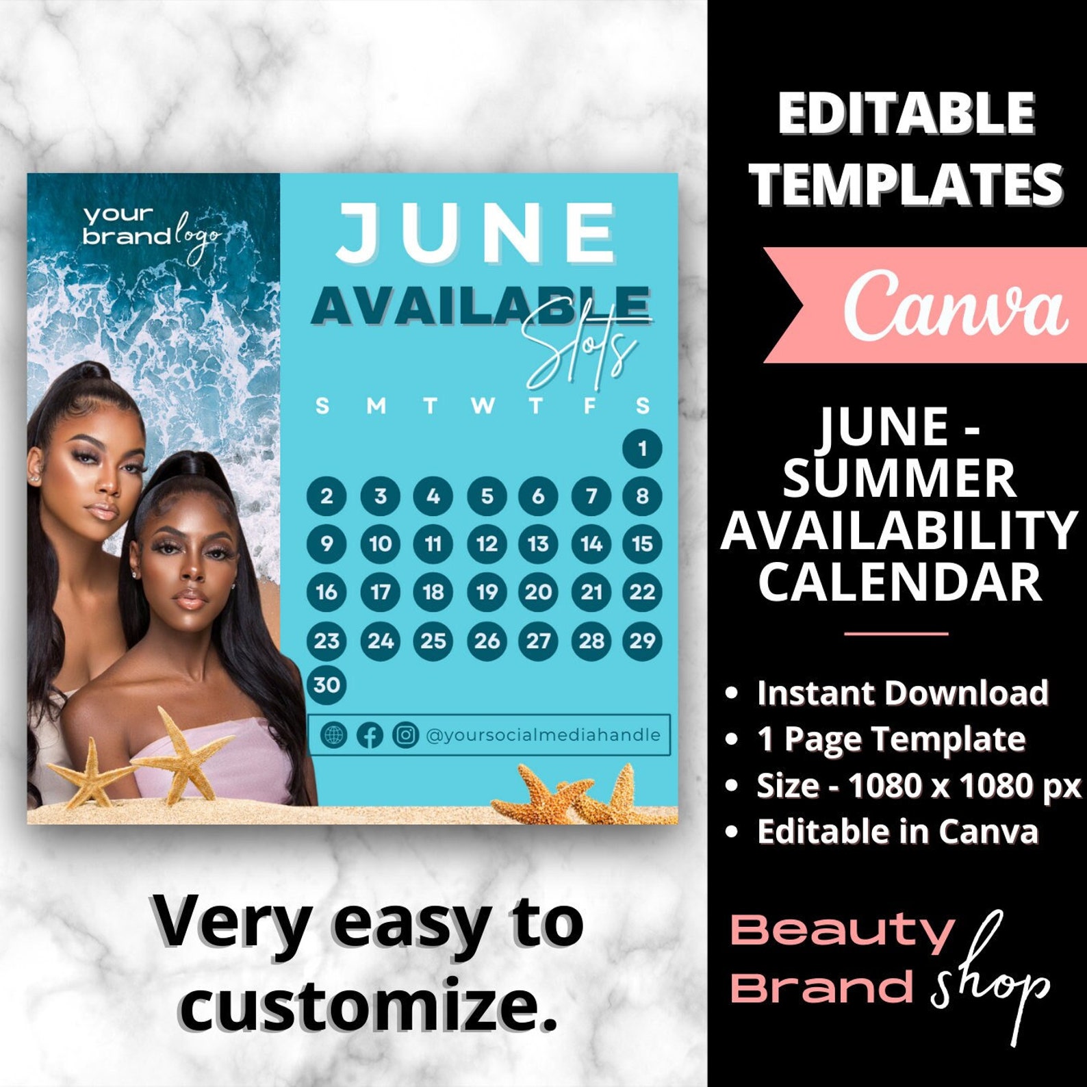 June - Summer Availability Calendar, June Bookings Flyer, Summer Book ...