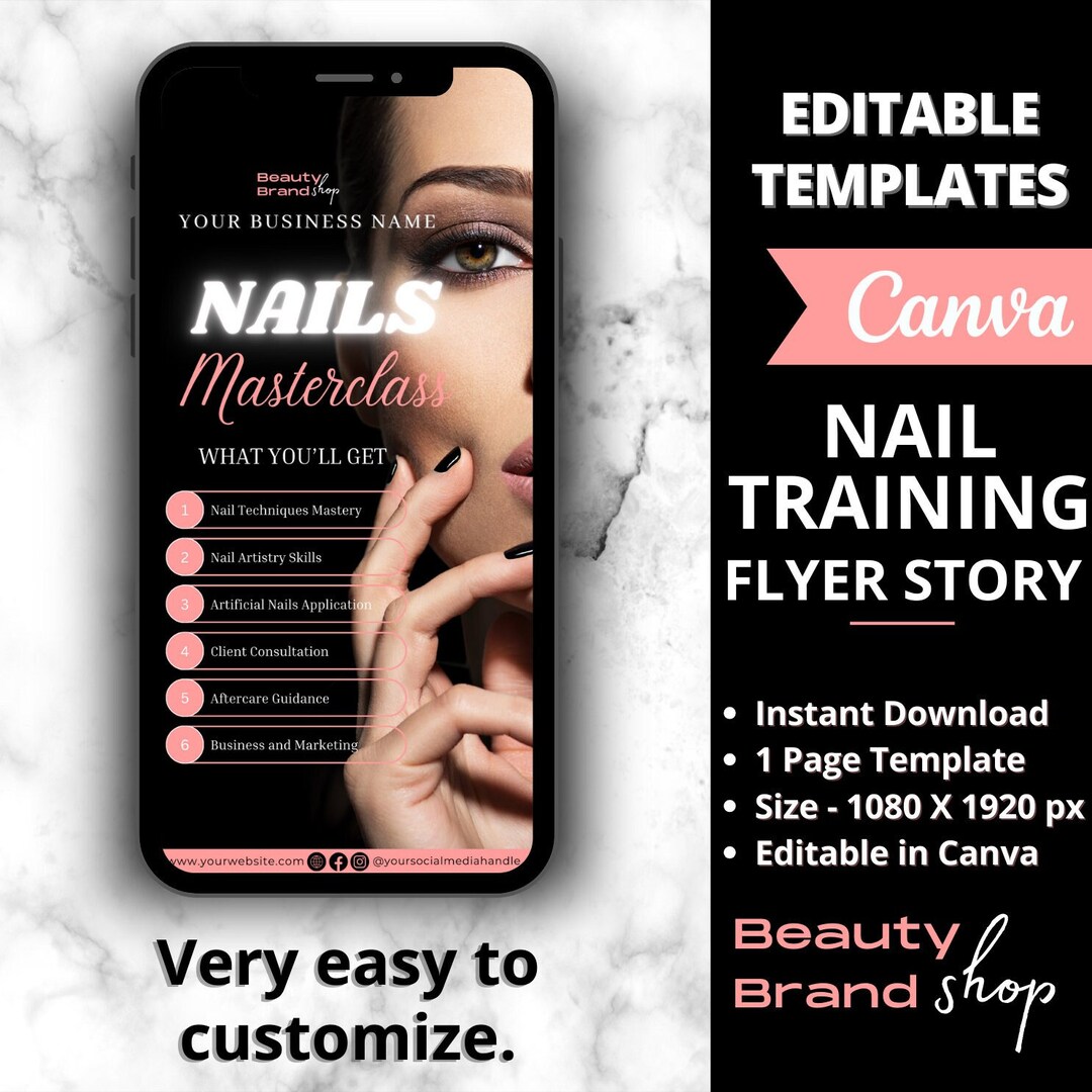Nail Class Flyer Story, Flyer Template Design, Nail Training Flyer ...