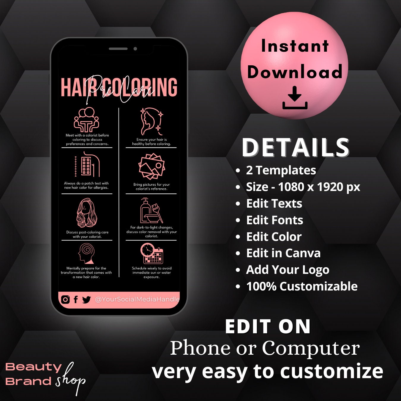 Hair Coloring Pre & Aftercare Story Template, Dyed Hair Aftercare ...