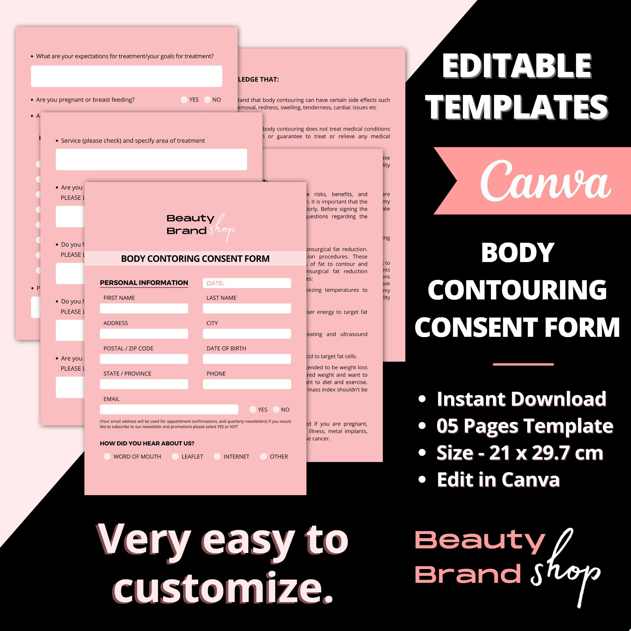 Body Contouring Consent Form, Editable Body Sculpting Client Intake ...