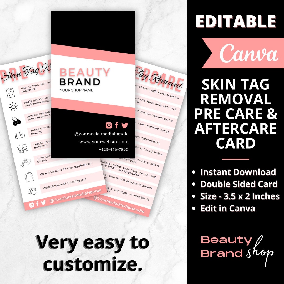 Skin Tag Removal Aftercare Cards Templates, Skin Tag Remover Care Cards ...
