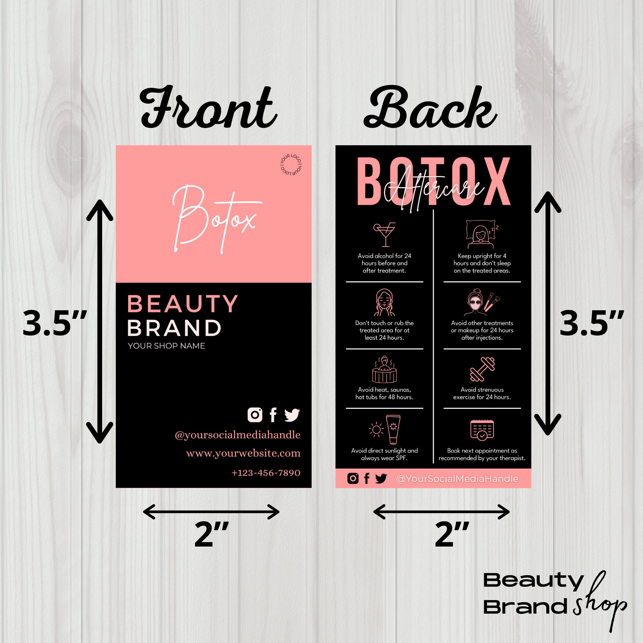 Botox Aftercare Card Template, Editable Botox Post Care Cards, Anti ...