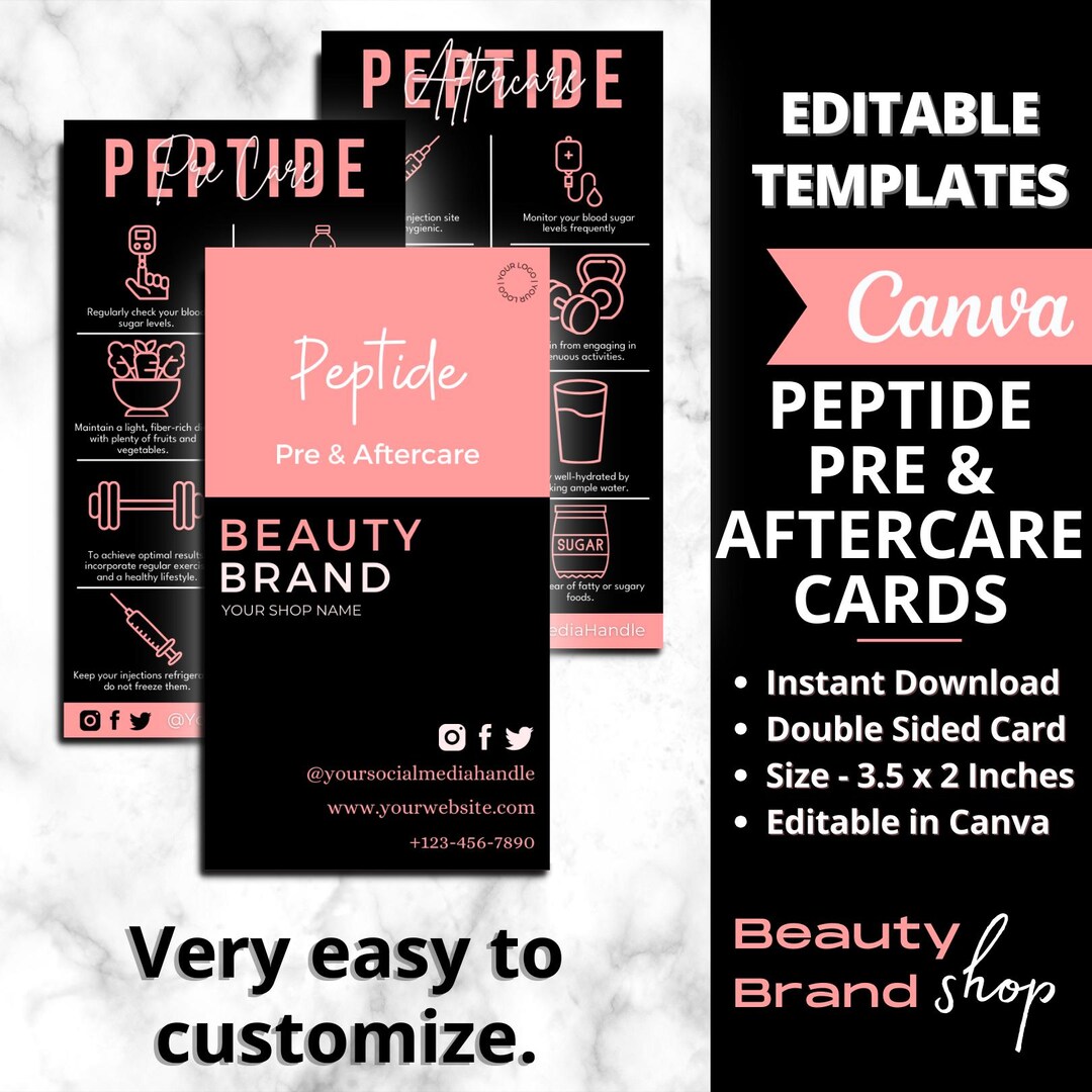 Peptide Pre &aftercare Cards, Peptide Therapy for Weight Loss, Peptide ...
