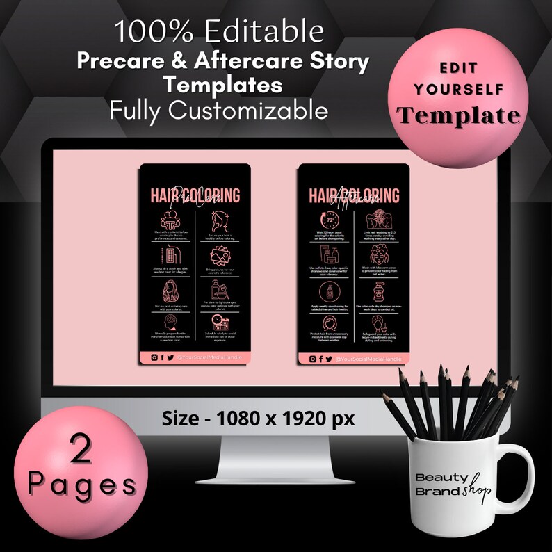 Hair Coloring Pre & Aftercare Story Template, Dyed Hair Aftercare ...