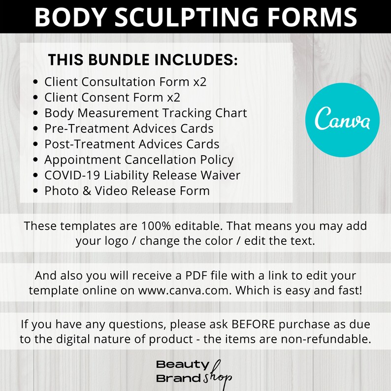 Body Sculpting Forms Editable Body Contouring Consent Form - Etsy Canada