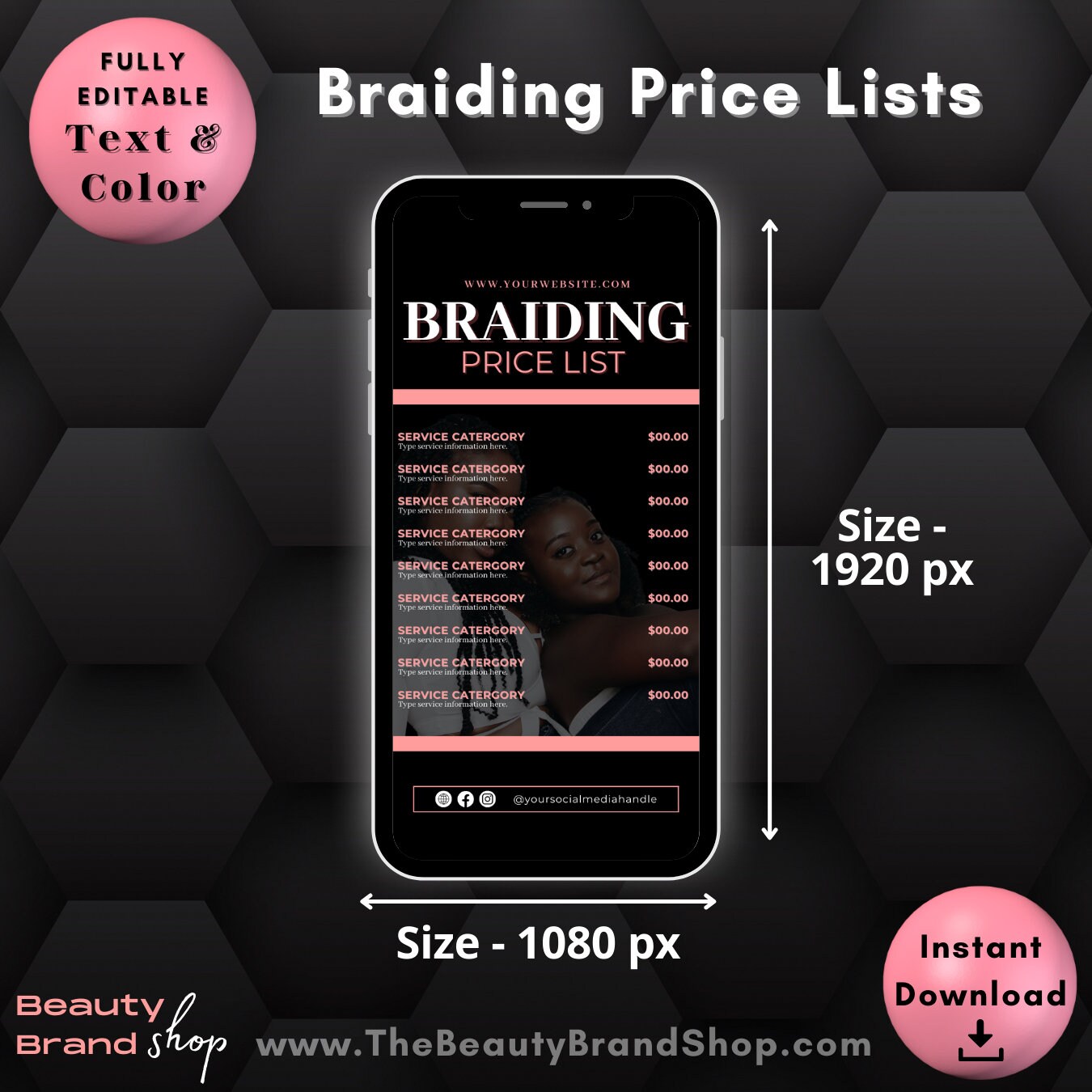 Braiding Price List Story Template, Beauty Hair Salon Stylists Pricing ...