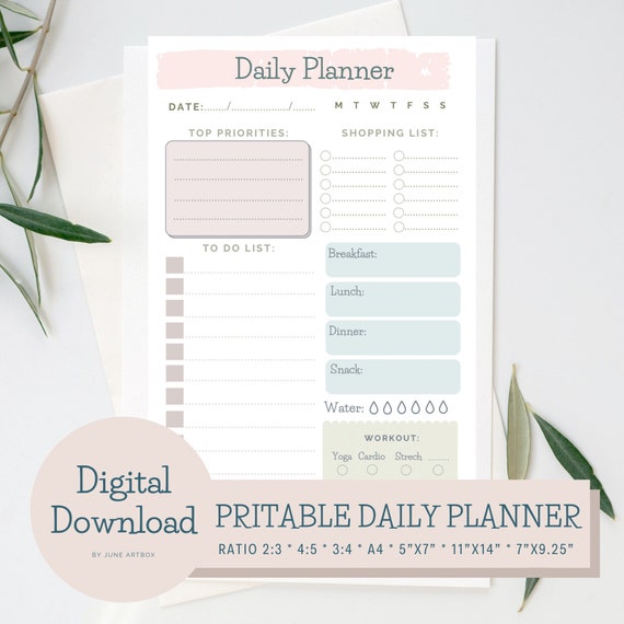 Printable Daily Planner Colorful | Etsy