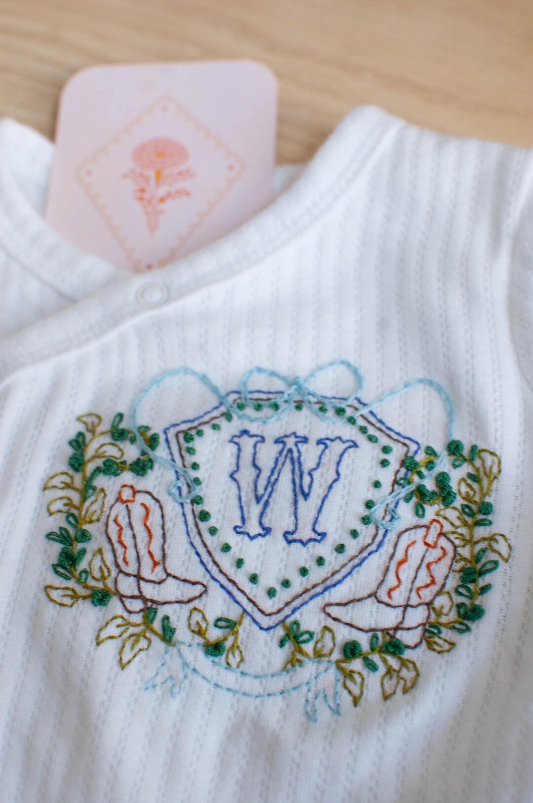 Embroidered Cowboy Crest Baby Outfit - Initial Crest Baby Set- Baby ...
