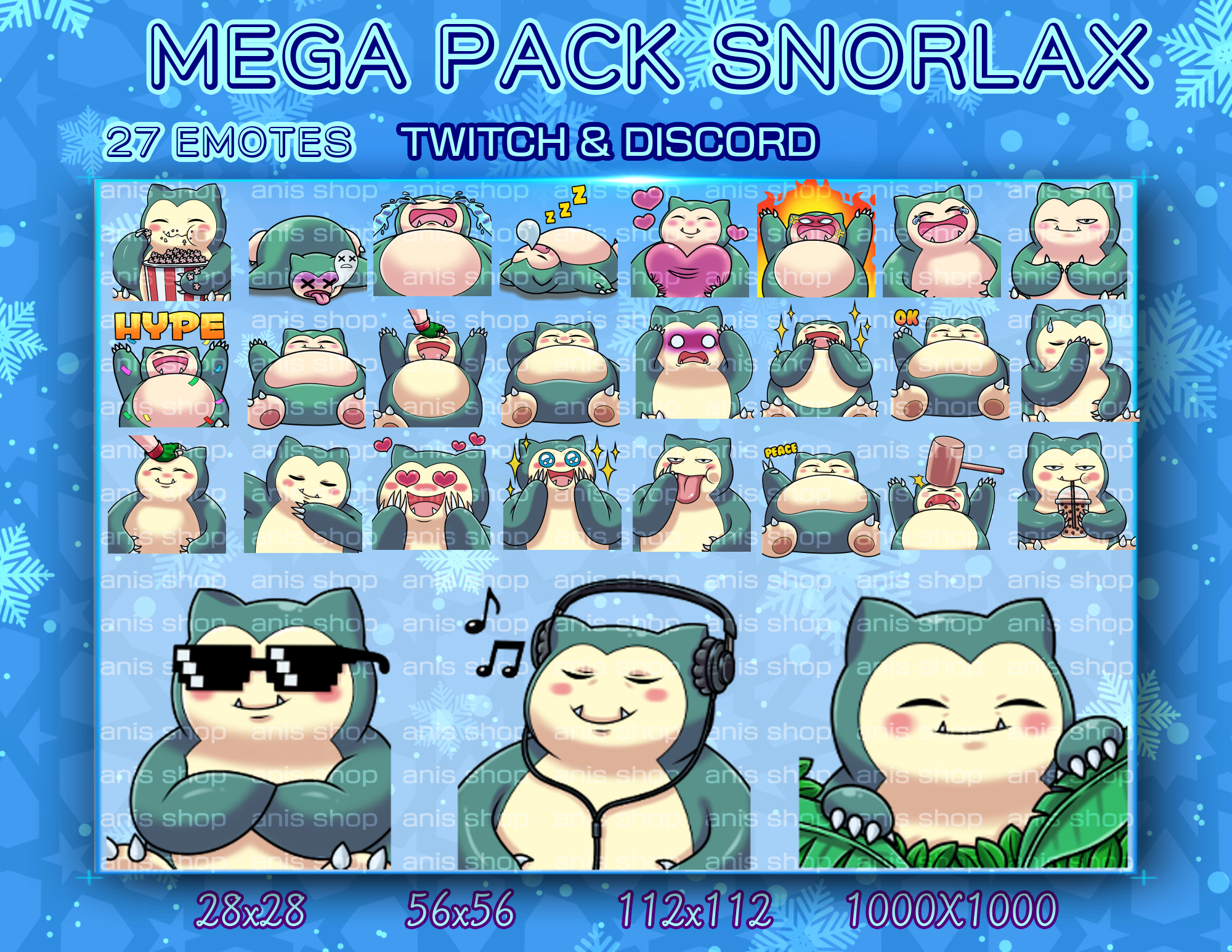 Snorlax Mega Pack Emotes/ Snorlax Chibi/ Emotes Discord/ Emotes Twitch ...