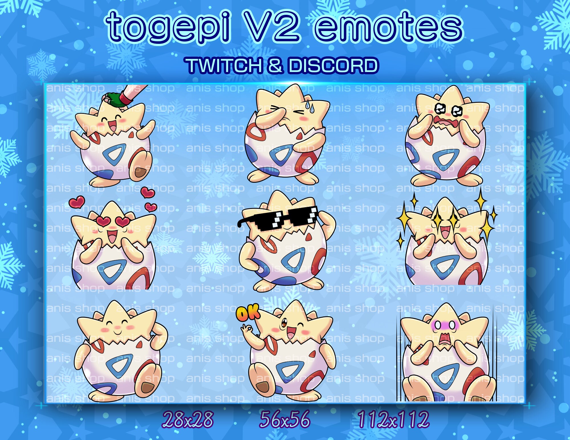 Togepi V2 Emotes/ Togepi Chibi/ Emotes Discord/ Emotes Twitch - Etsy