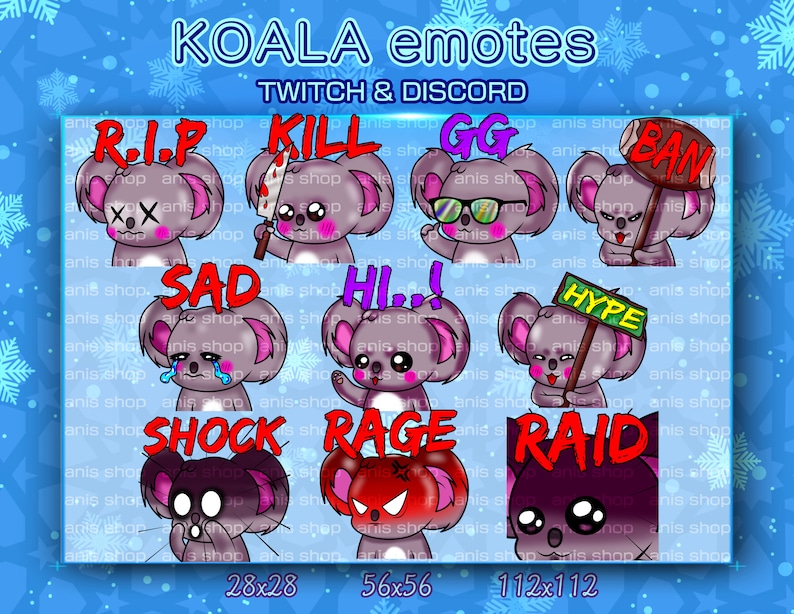 Koala Emotes/ Koala Chibi/ Emotes Discord/ Emotes Twitch/ Emotes - Etsy
