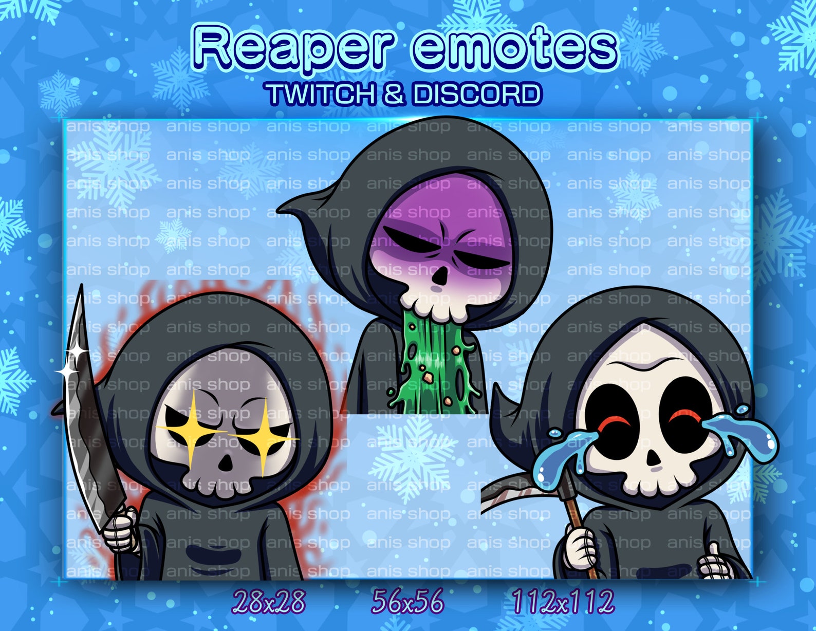 Grim Reaper Emotes/ Grim Reaper Chibi/ Emotes Discord/ Emotes Twitch ...