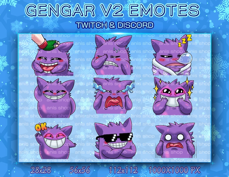 Gengar V2 Emotes/ Gengar Chibi/ Emotes Discord/ Emotes Twitch - Etsy