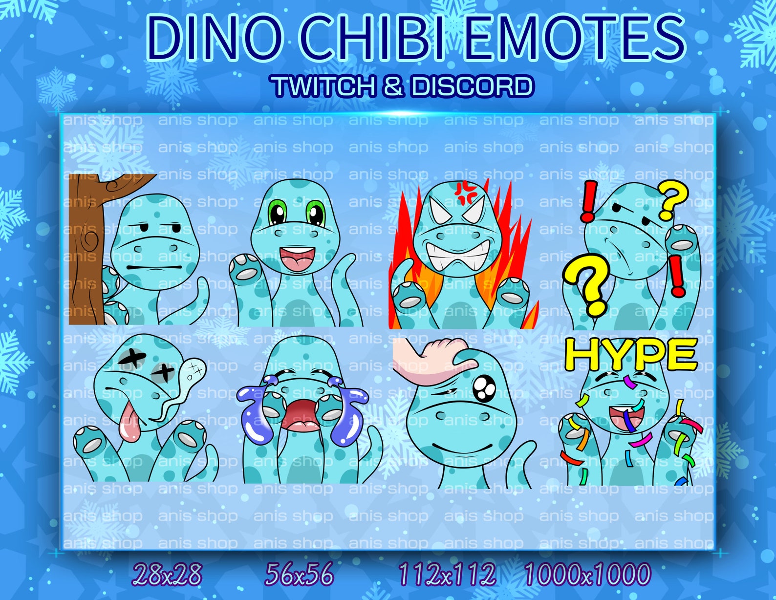 Dino 3 Emotes/ Diino Chibi/ Emotes Discord/ Emotes Twitch/dinosaurus ...