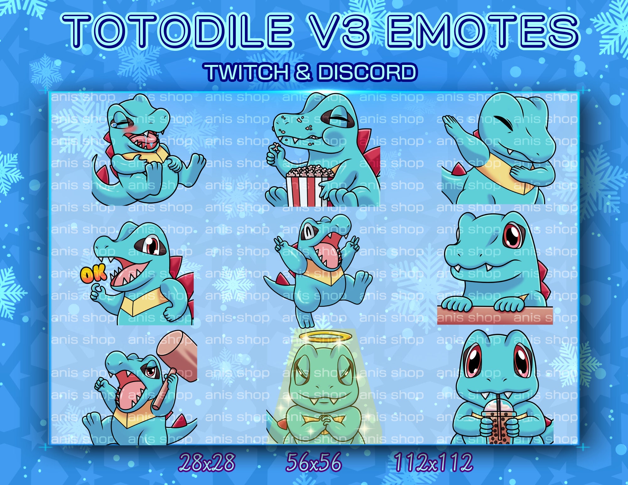 Totodile V3 Emotes/ Totodile Chibi/ Emotes Discord/ Emotes Twitch - Etsy