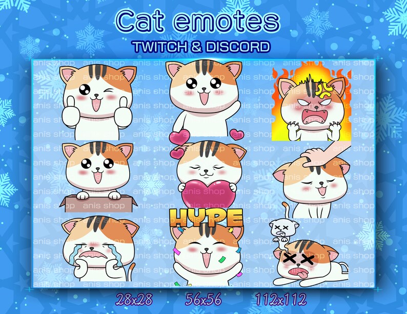 Cat Emotes/ Cat Chibi/ Emotes Discord/ Emotes Twitch/ Emotes - Etsy