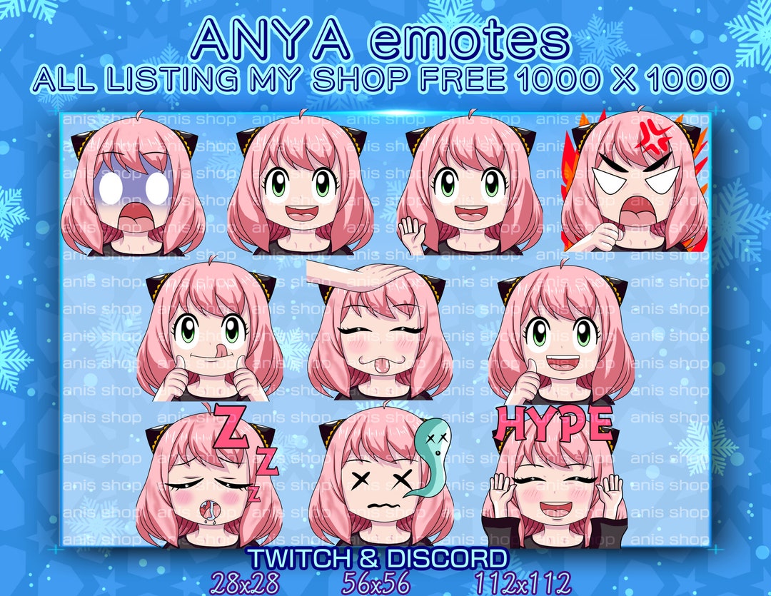Anya Emotes/ Anya Cute/ Anya Chibi/ Emotes Twitch/ Emotes Chibi/ Emotes ...