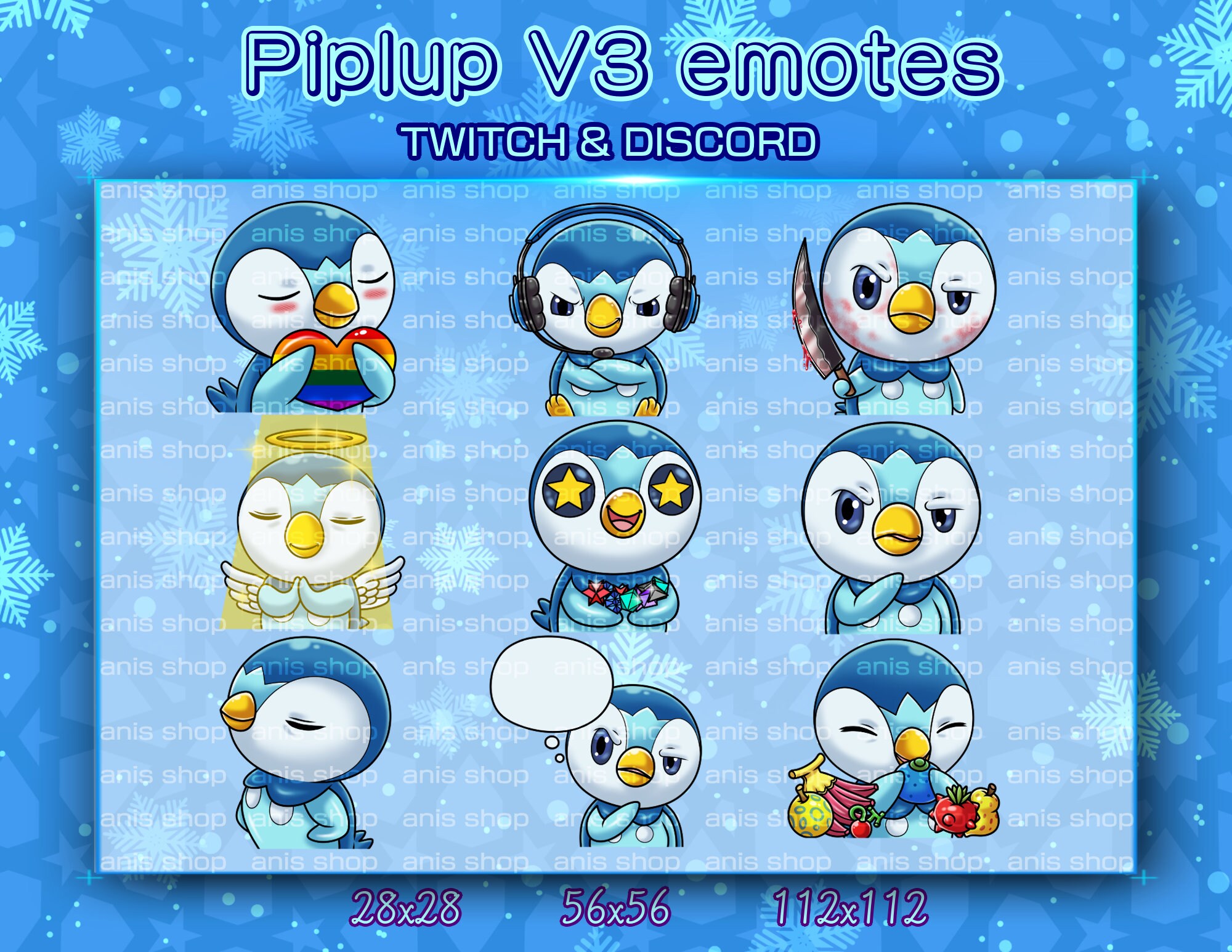 Piplup Emotes/ Piplupchibi/ Emotes Discord/ Emotes Twitch/emotes Bundle ...